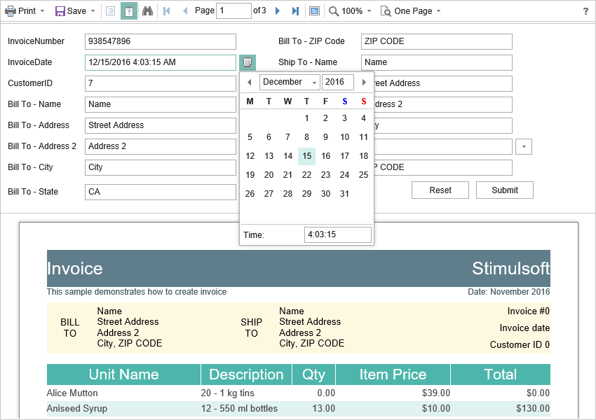 Reports and Dashboards for ASP.NET Core MVC > HTML5 вьювер > Экспорт отчета и дашборда