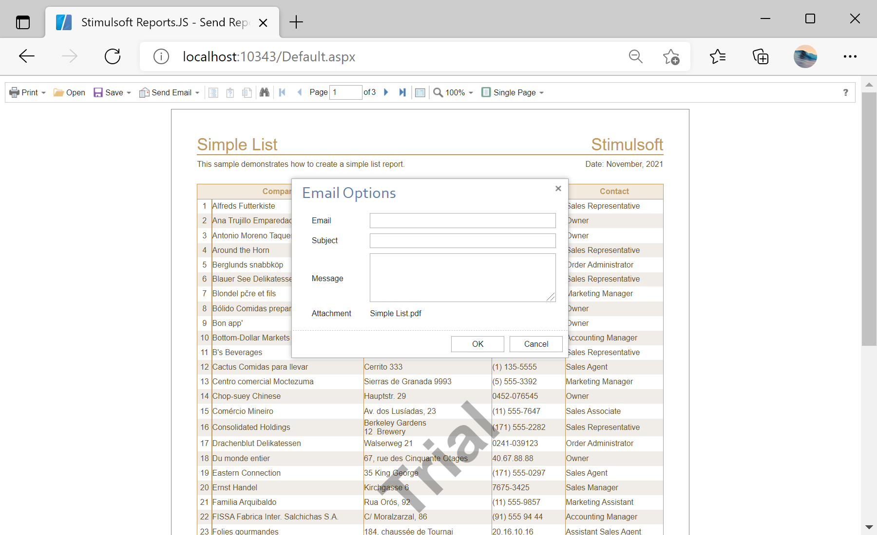 Sending A Report By Email Samples