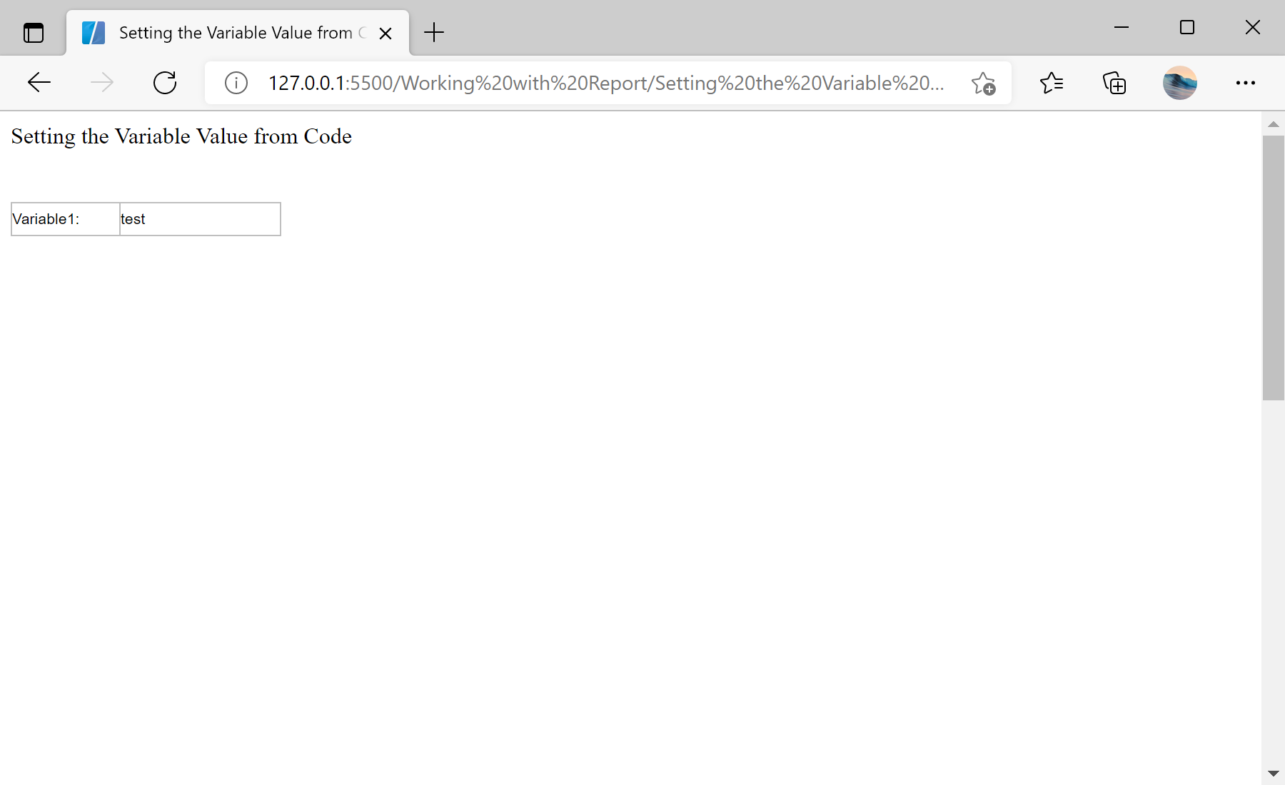 Setting The Variable Value From Code Samples